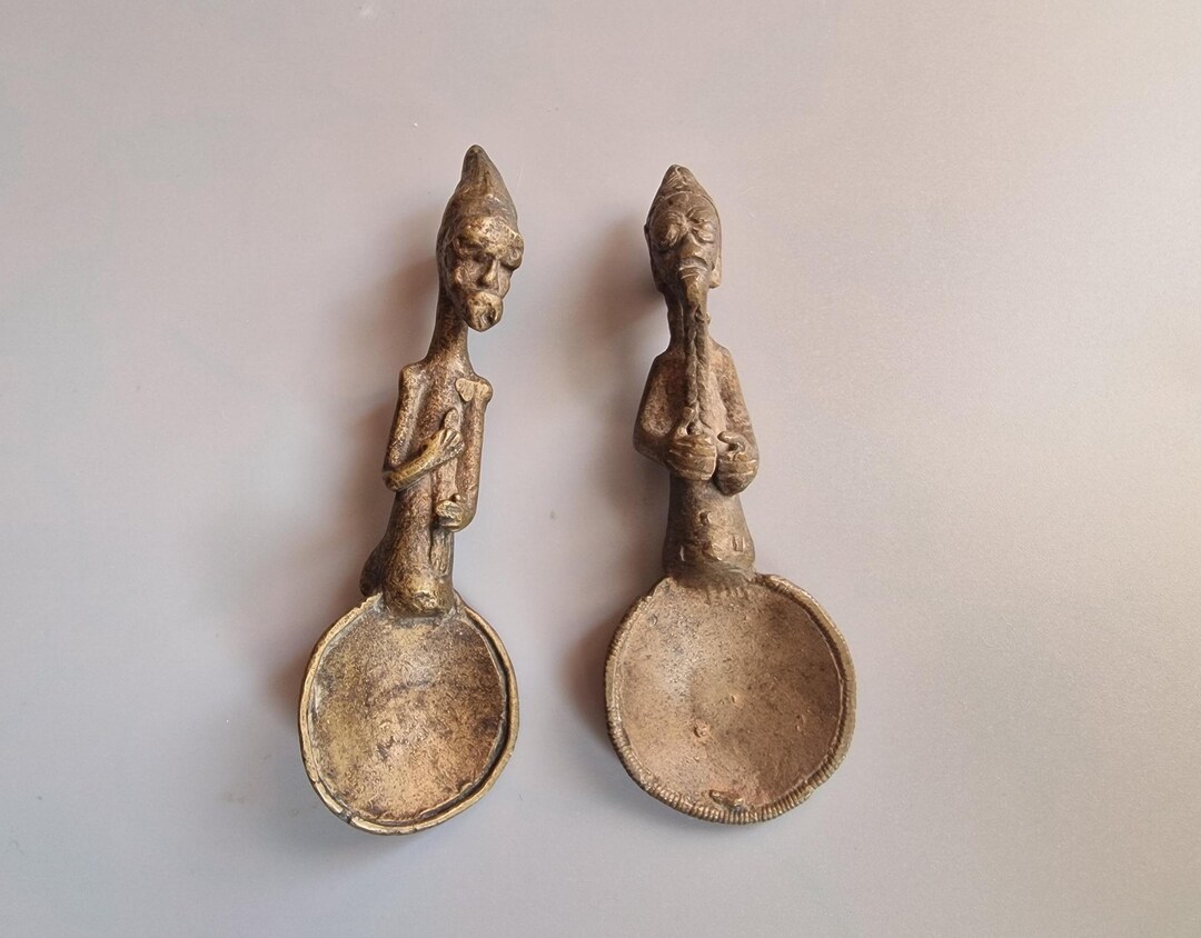 Vintage African Tribal Art Ceremonial Bronze Spoons, Antique Côte D ...