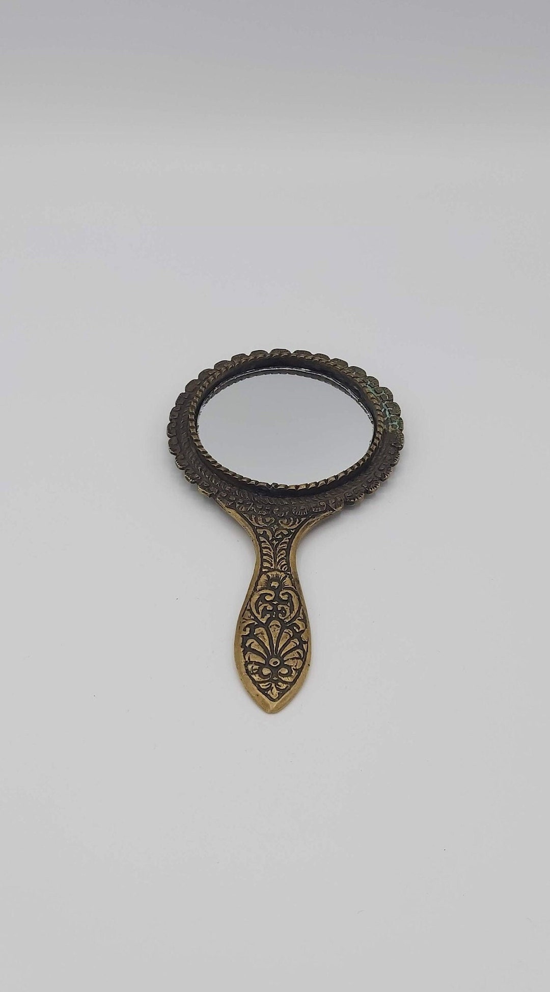 Antique Bronze Hand Mirror, Vintage Victorian French Pocket Mirror ...