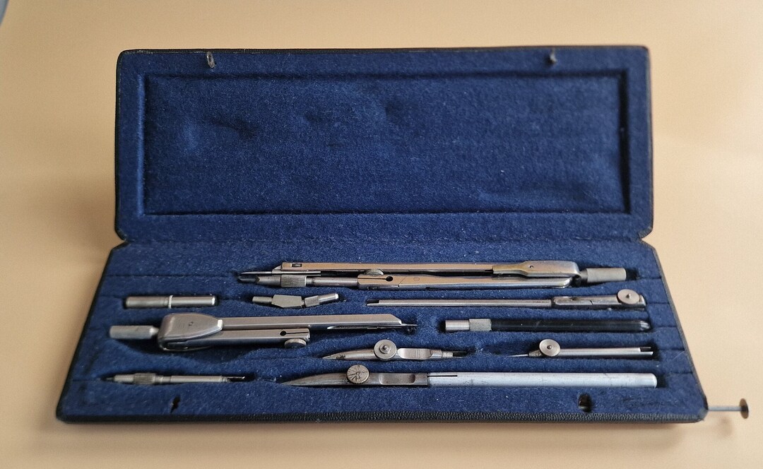 Vintage Technical Drawing Set Ecobra Prazision Chrom, German Mechanical ...