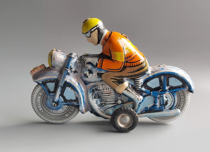 Vintagе Friction Tin Toy Motorcycle Ballon Cordatic Hungary - Etsy