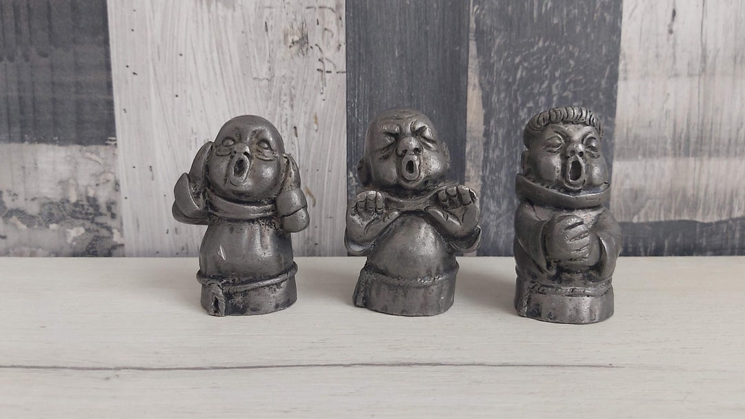 Vintage Pewter Monks Figurines, Collectable Peltro Italy Set of 3 ...