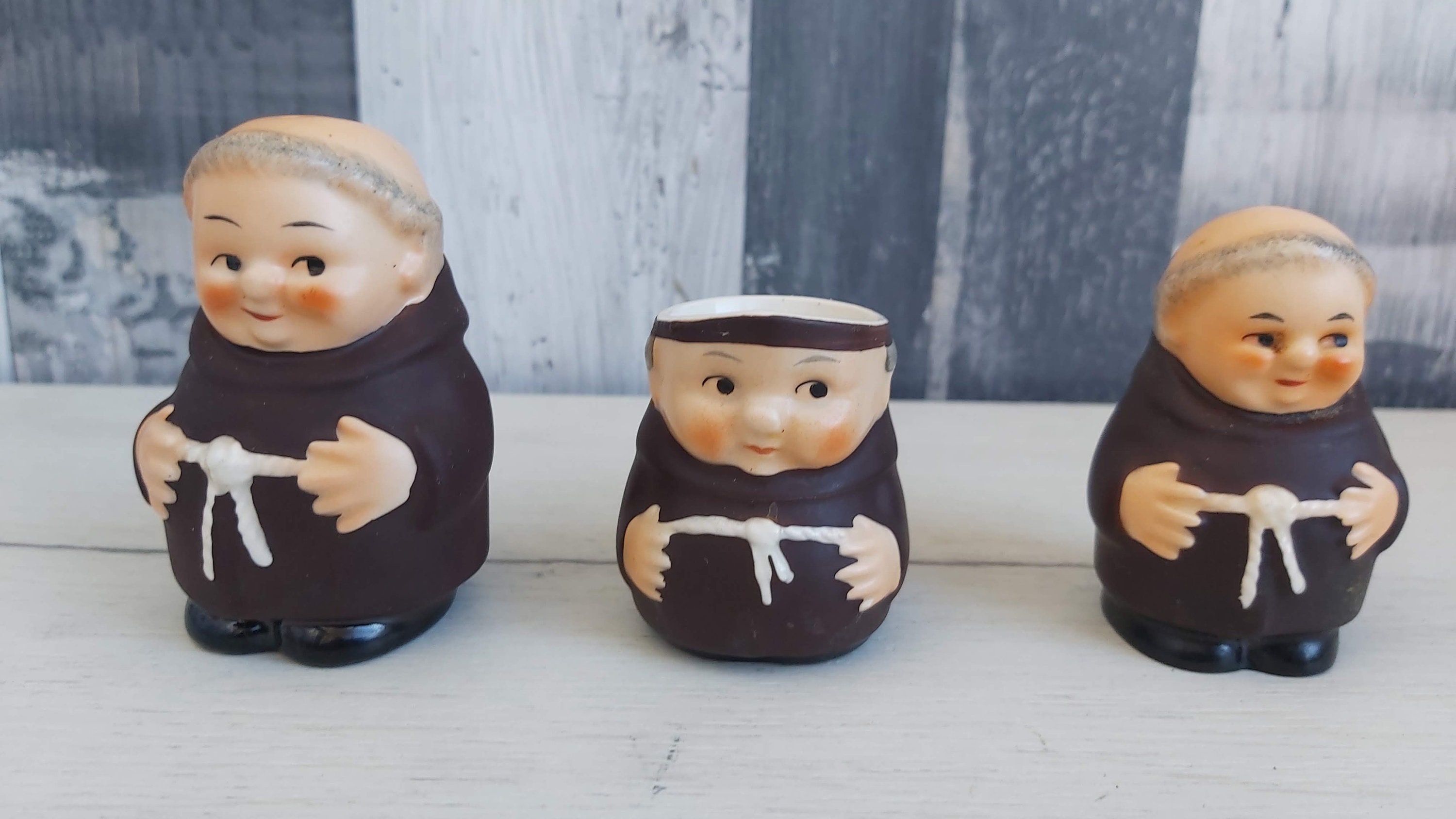 Vintage Goebel Friar Tuck Set ,salt and Pepper Shaker and Small Milk ...