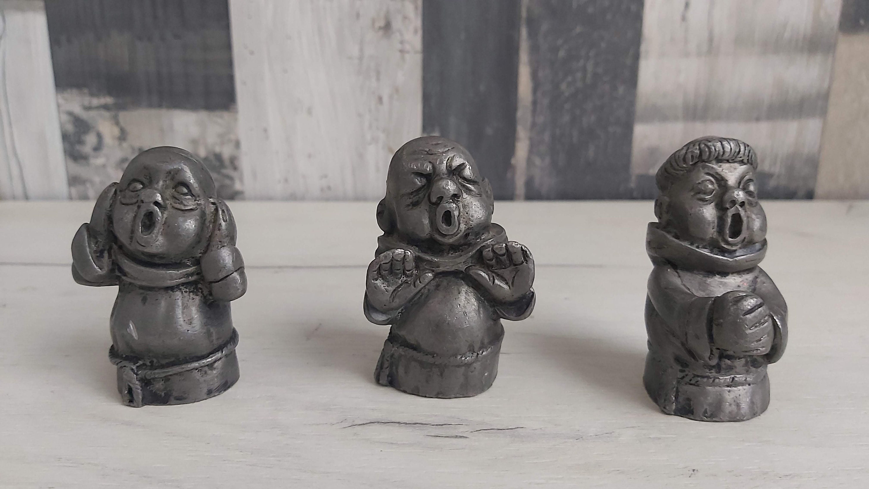 Vintage Pewter Monks Figurines, Collectable Peltro Italy Set of 3 ...