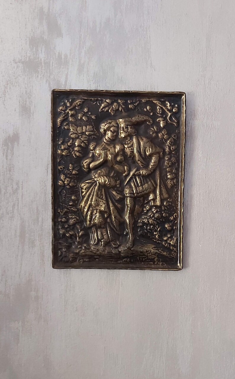 Vintage Relief Brass Painting in Love, Wall Decor Relief Plaque - Etsy