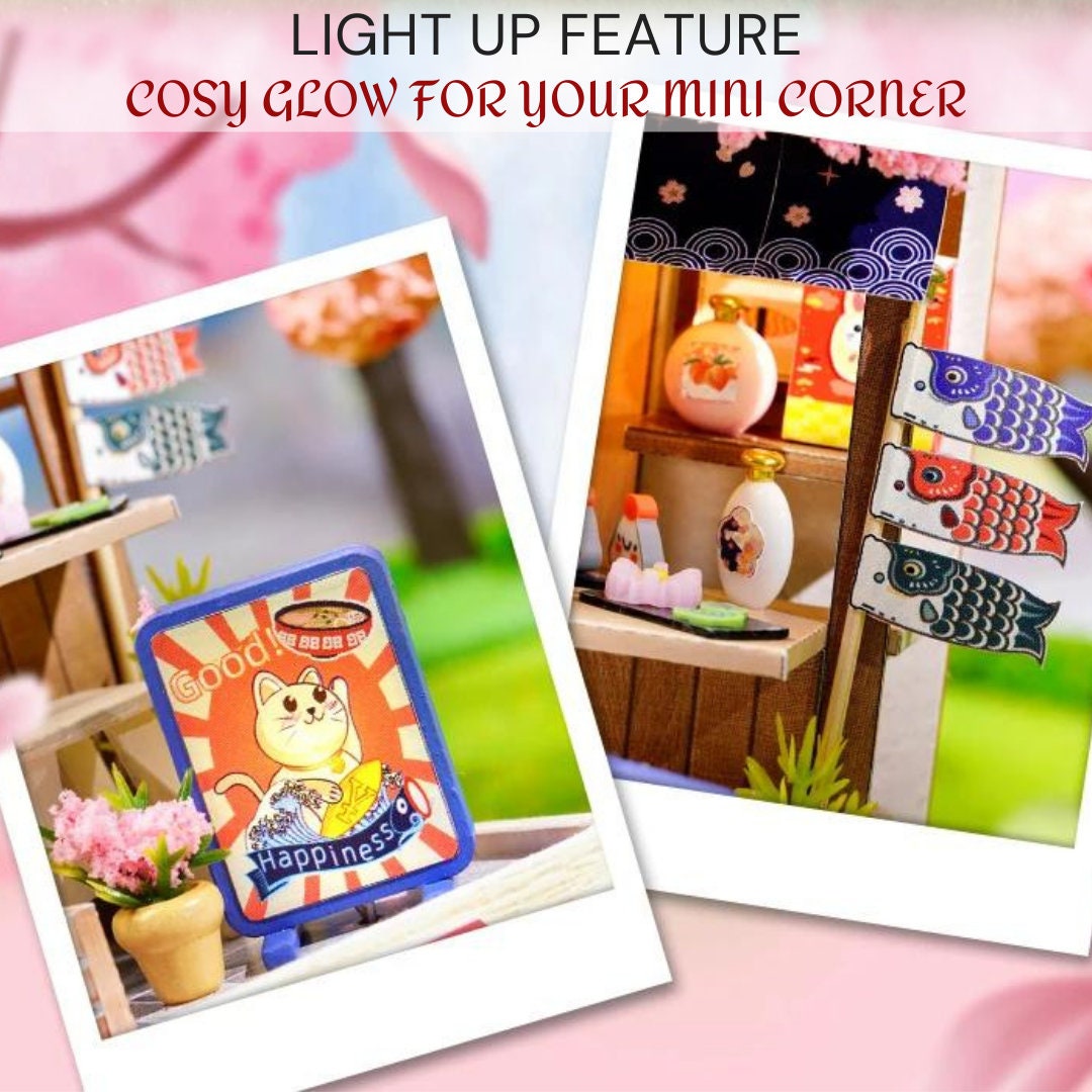 Sakura Noodles Shop Miniature Dollhouse DIY Kit Cosy Corner Diorama ...