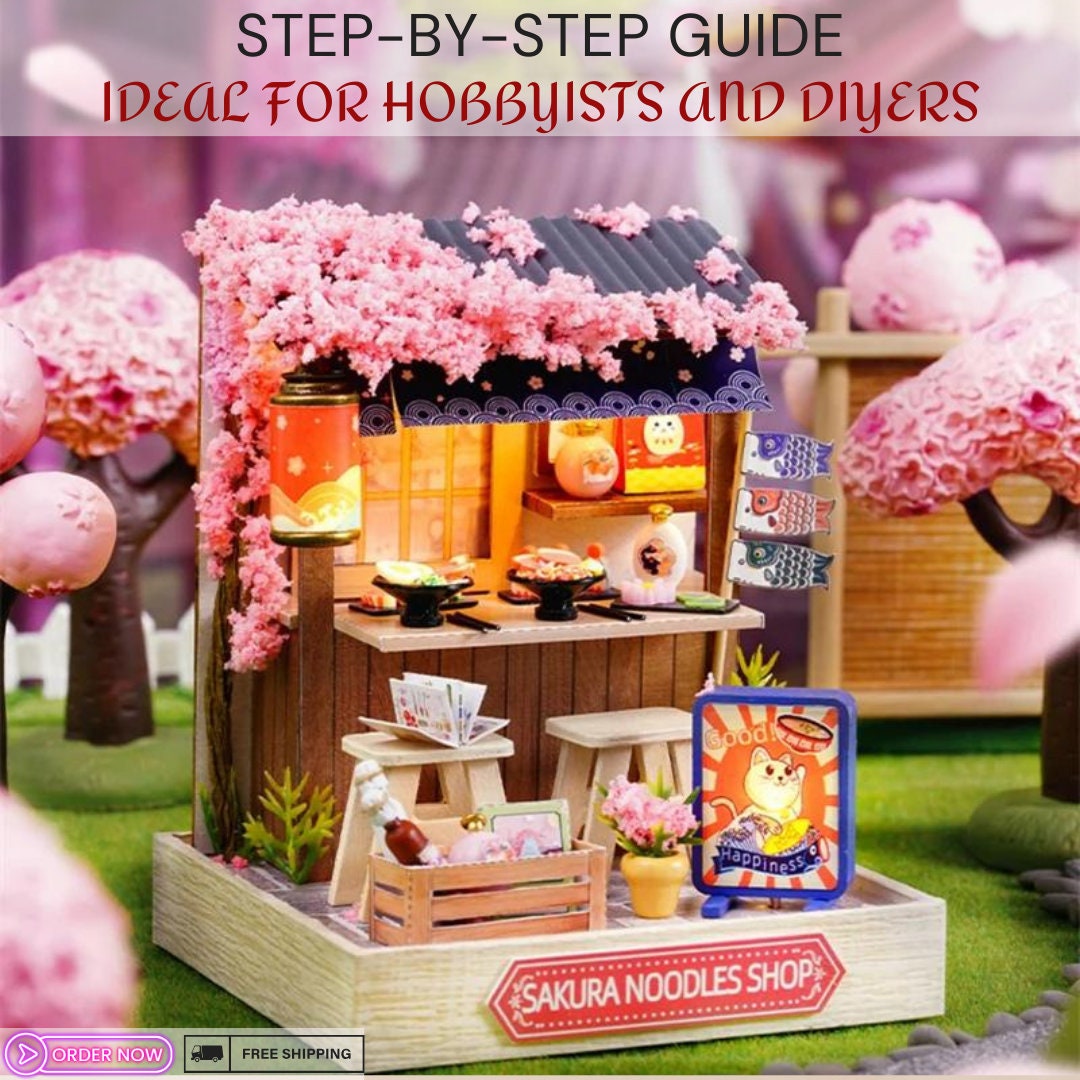 Sakura Noodles Shop Miniature Dollhouse DIY Kit Cosy Corner Diorama ...