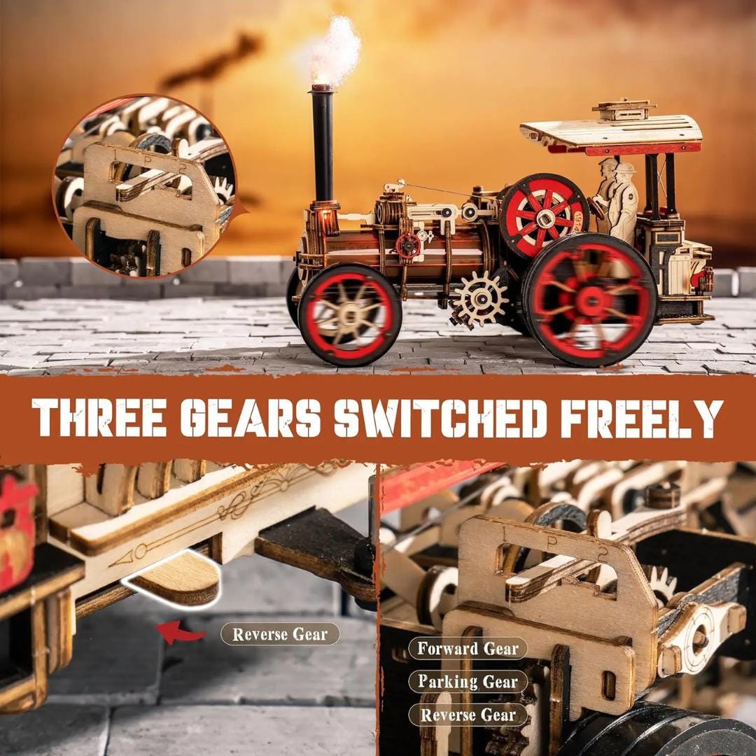 3D Wooden Steam Locomotive Puzzle: DIY Mechanical Train Model Kit - Etsy