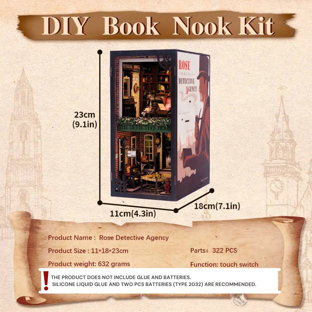Deluxe Detective House Book Nook DIY Kit: 3D Miniature Dollhouse ...