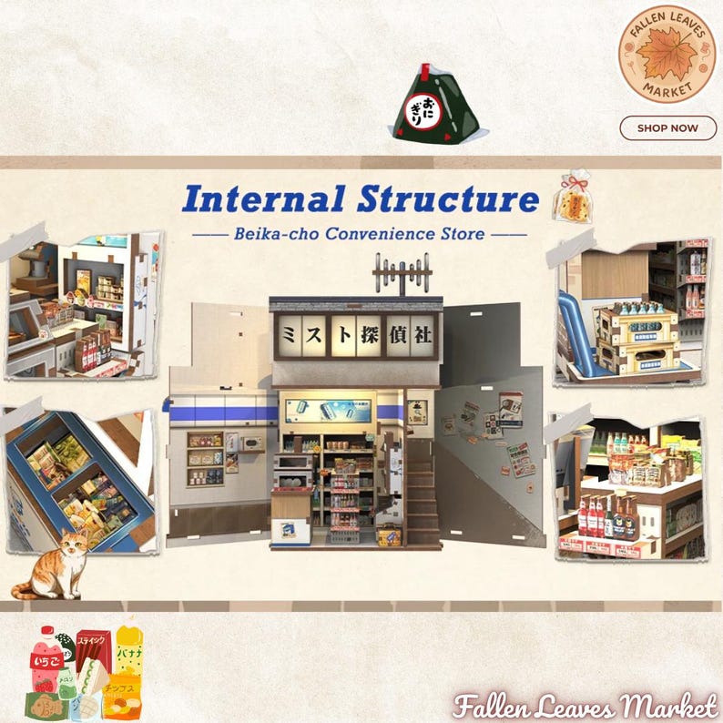 DIY Book Nook Kit, Miniature Japanese Convenience Store, Bookshelf ...