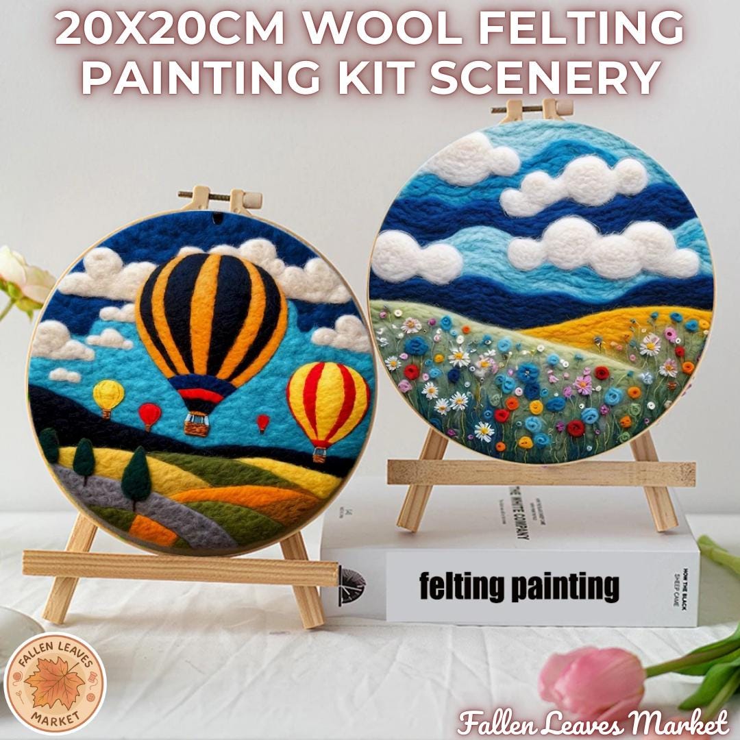 DIY Wool Felting Painting Kit, Scenic Hoop Art (20x20cm) - Etsy