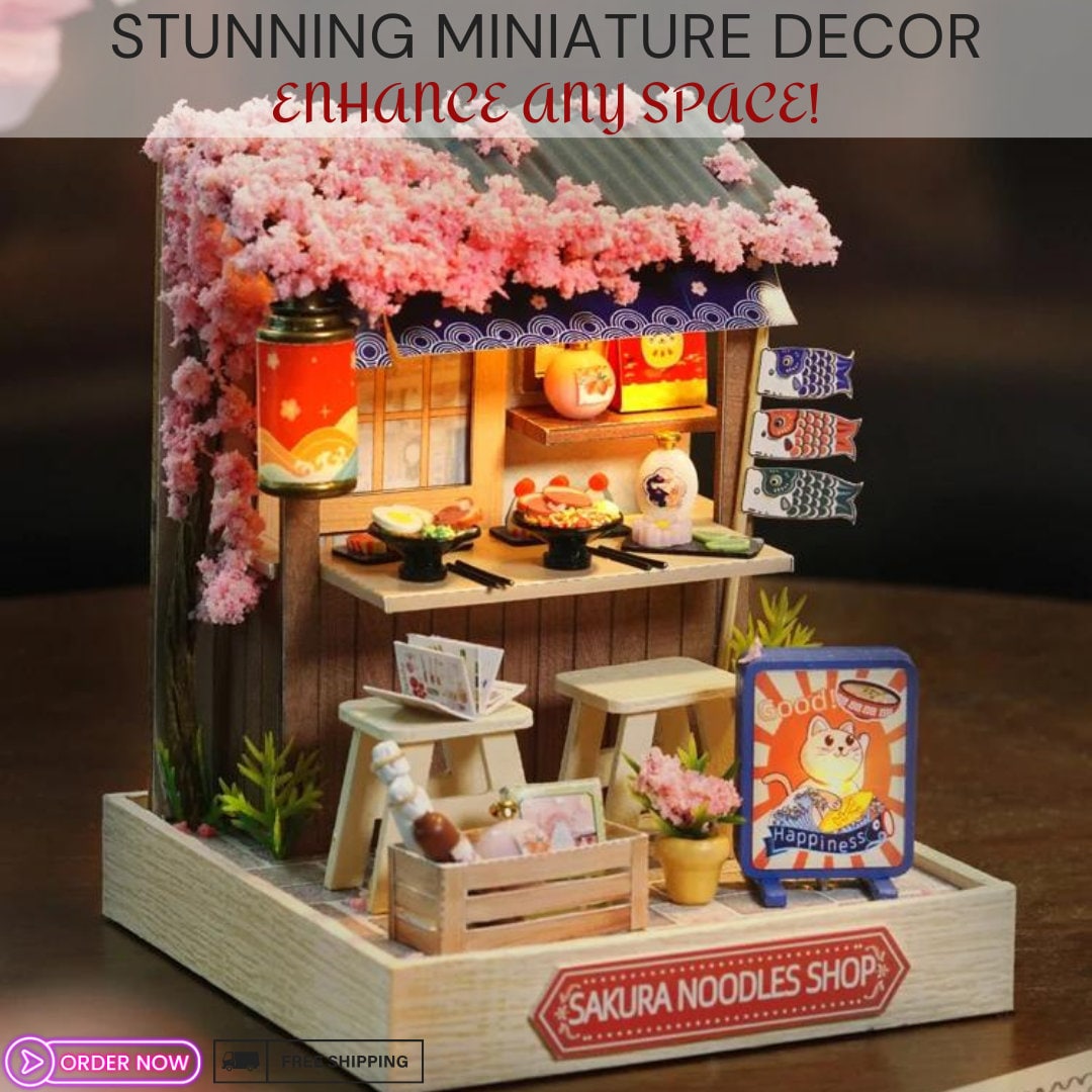 Sakura Noodles Shop Miniature Dollhouse DIY Kit Cosy Corner Diorama ...