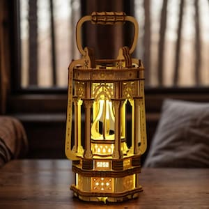 3D Wooden Lantern Puzzle Lamp Kit: DIY Vintage Decor - Etsy UK