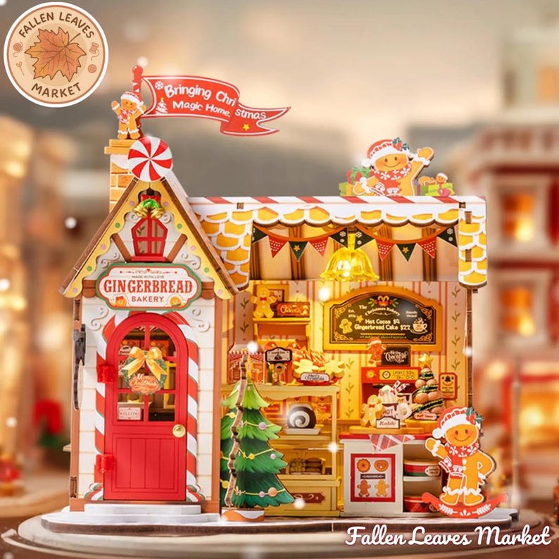 Gingerbread House DIY Miniature Kit – Christmas LED Dollhouse Craft - Etsy