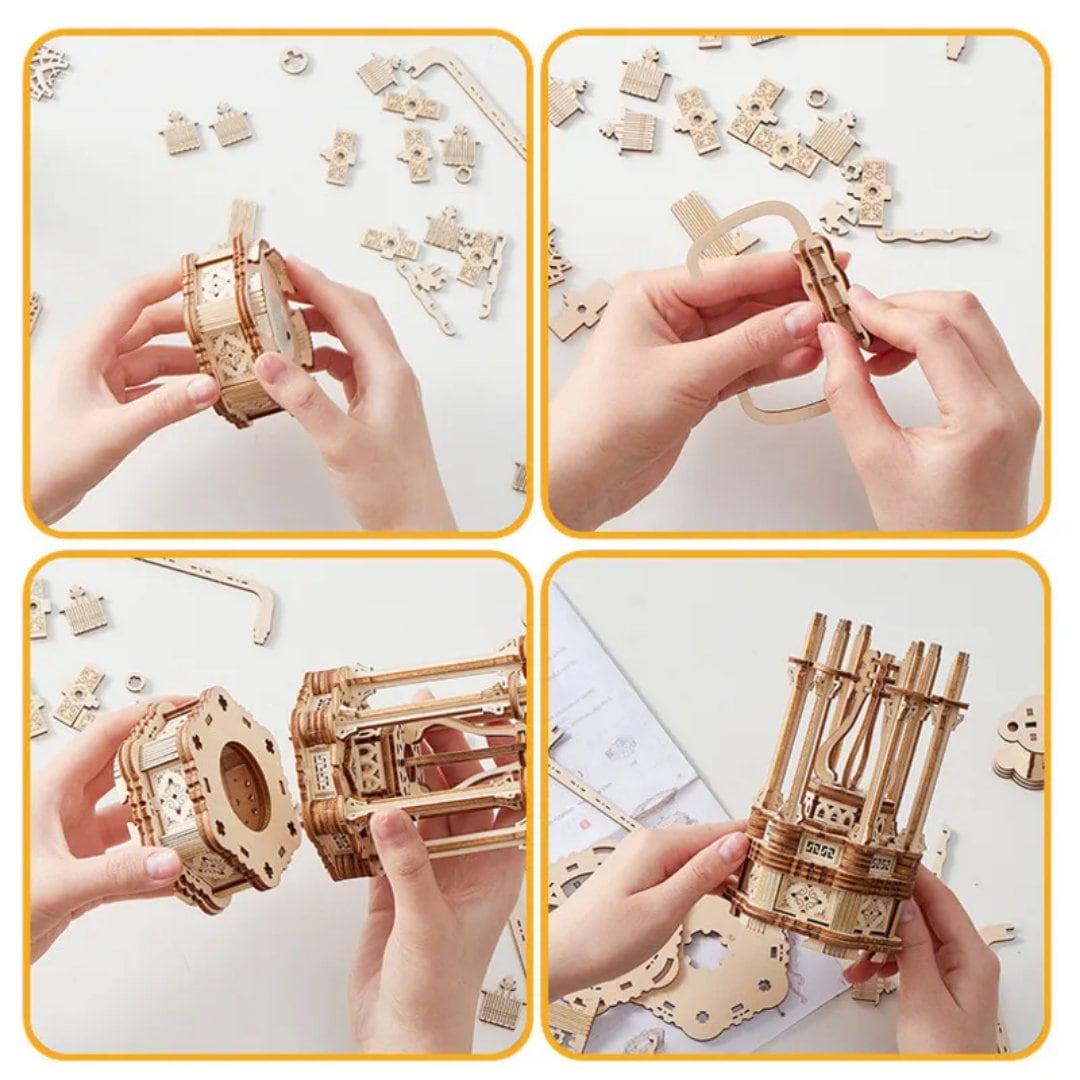 3D Wooden Lantern Puzzle Lamp Kit: DIY Vintage Decor - Etsy
