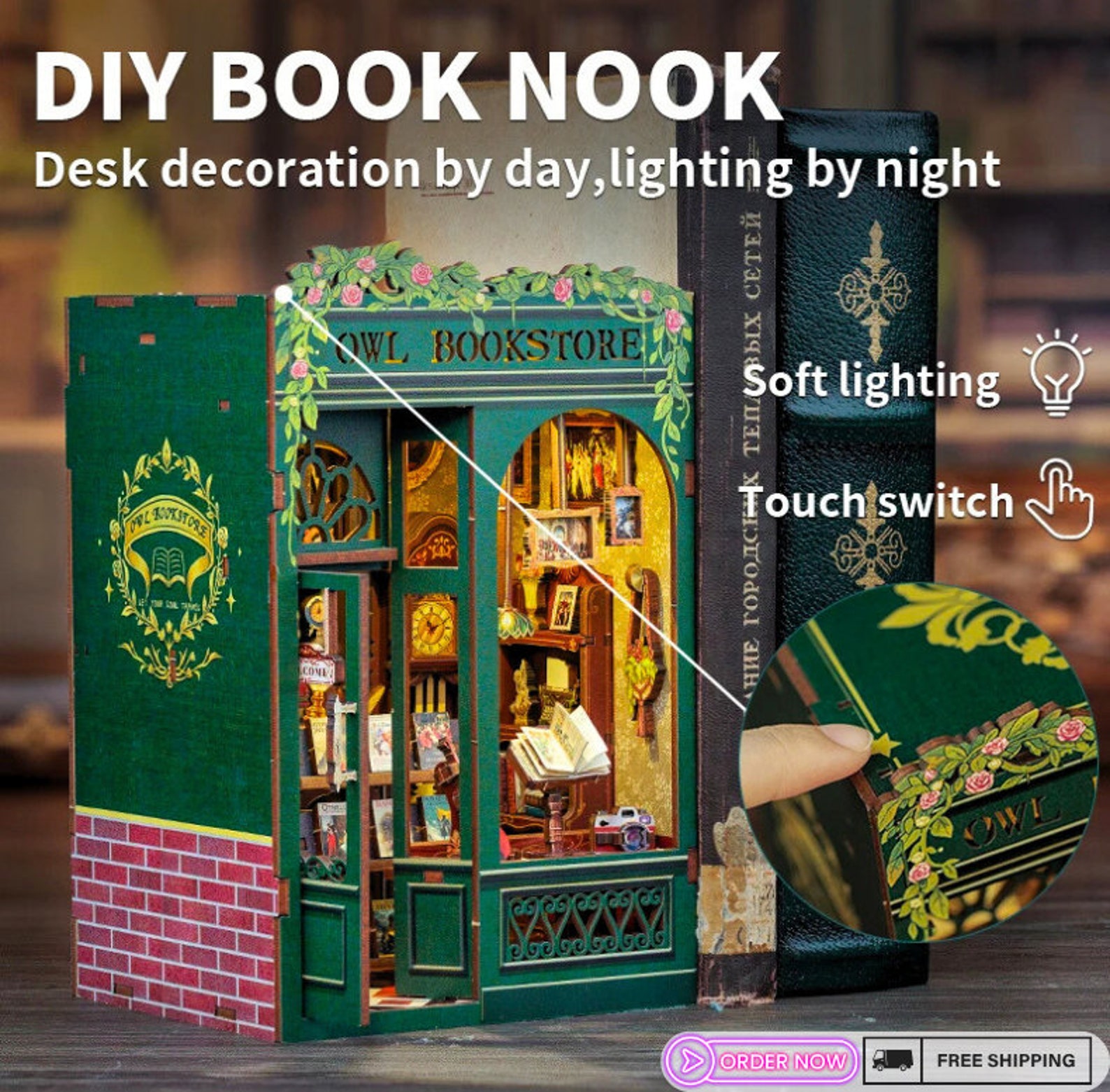 DIY Owl Bookstore Book Nook Kit: Renaissance Art Shelf Insert - Etsy