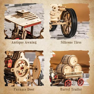 3D Wooden Steam Locomotive Puzzle: DIY Mechanical Train Model Kit - Etsy UK