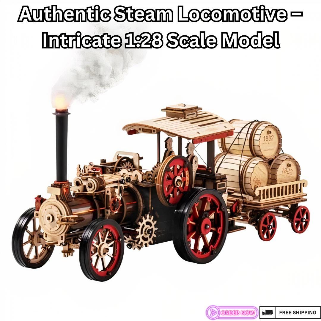 3D Wooden Steam Locomotive Puzzle: DIY Mechanical Train Model Kit - Etsy