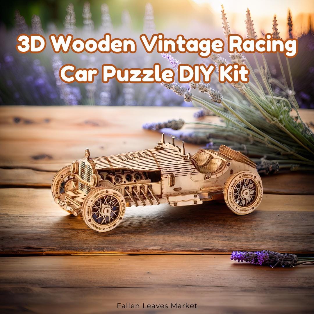 3D Wooden Racing Car Puzzle DIY Kit for Adults Teens Vintage Grand Prix ...