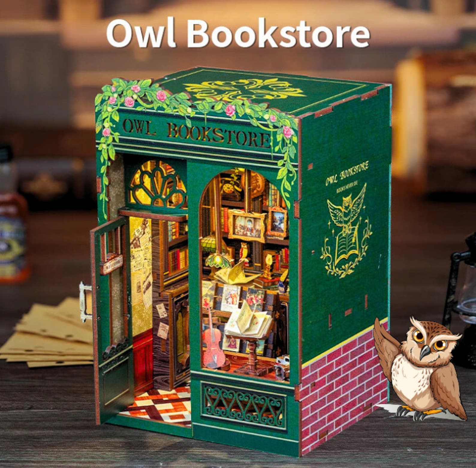 DIY Owl Bookstore Book Nook Kit: Renaissance Art Shelf Insert - Etsy