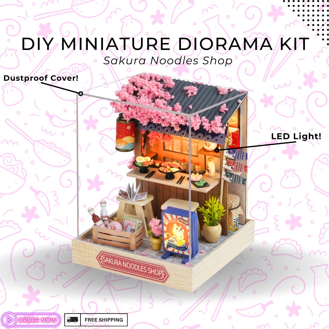 Sakura Noodles Shop Miniature Dollhouse DIY Kit Cosy Corner Diorama ...