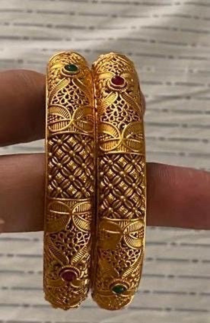 Temple Jewellery Kangan/ Kada/ Bangle/chuda/chudi.set of 2size 2/4,2/6 ...