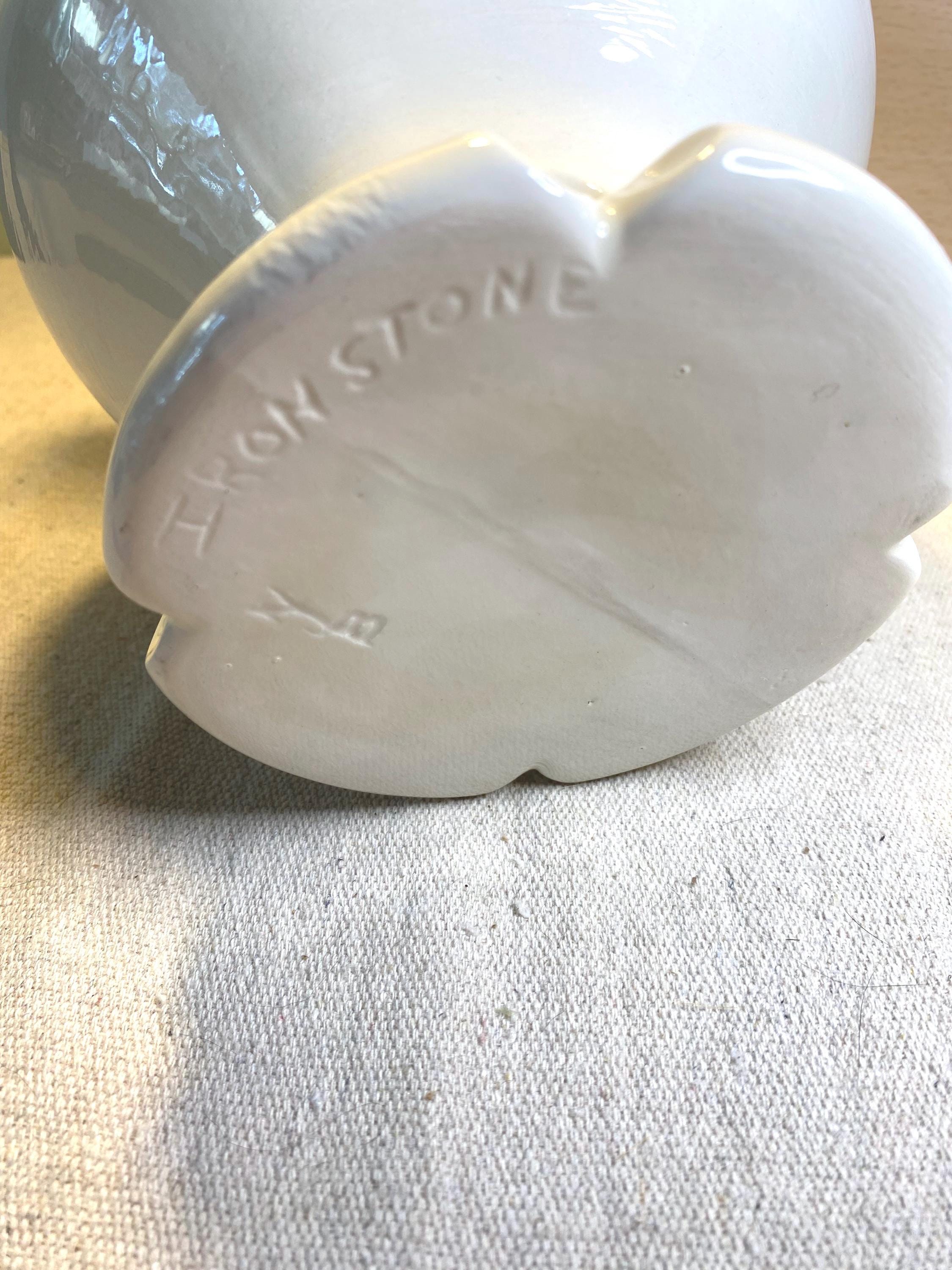 White Ironstone Pottery Pitcher or Vase Rustic Country Farmhouse Decor ...
