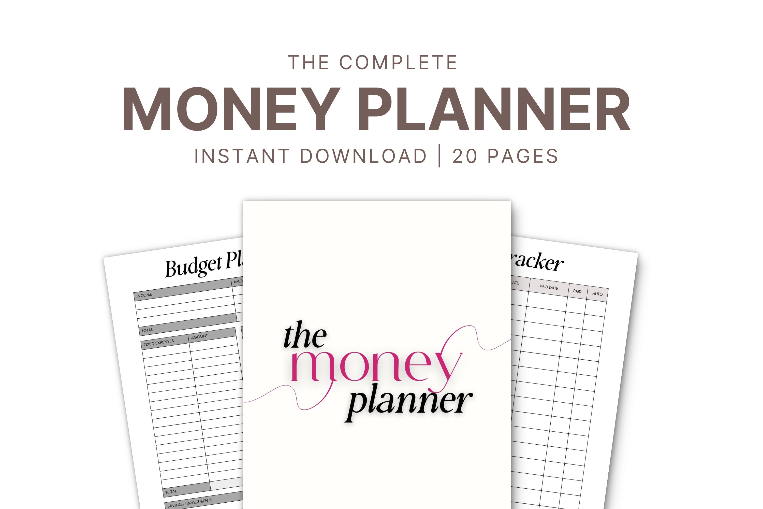 Printable Money Planner Budget Planner, Debt and Bill Tracker, Savings ...