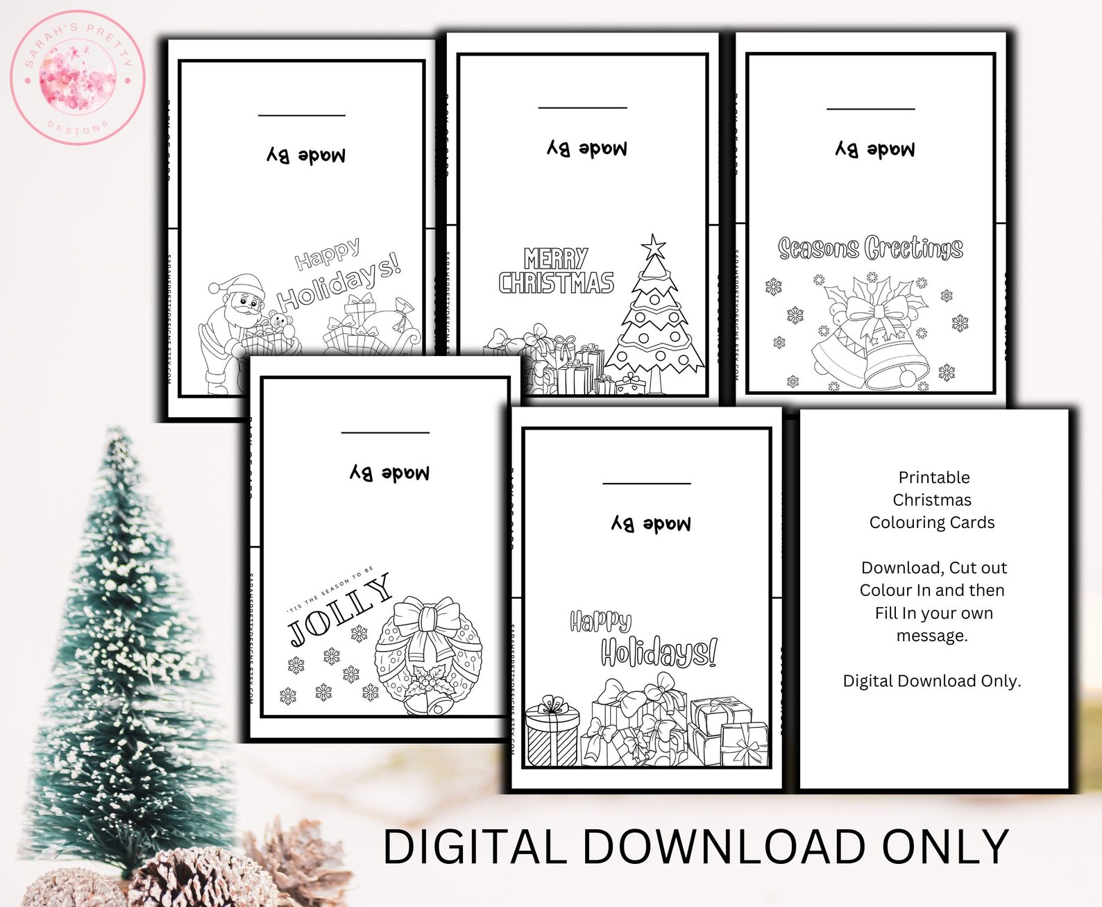 Christmas Colouring Cards, Colouring for Kids, Christmas Activity ...