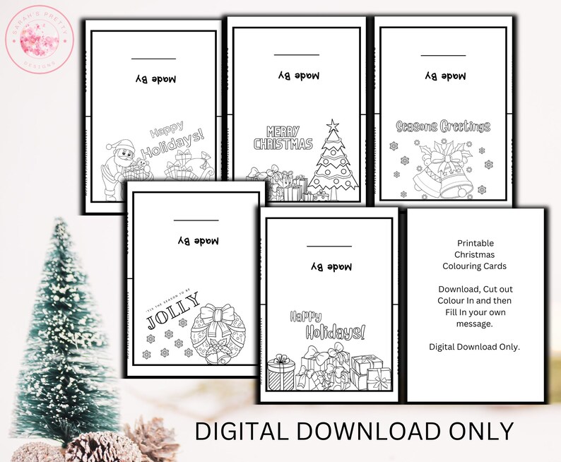 Christmas Colouring Cards, Colouring for Kids, Christmas Activity ...