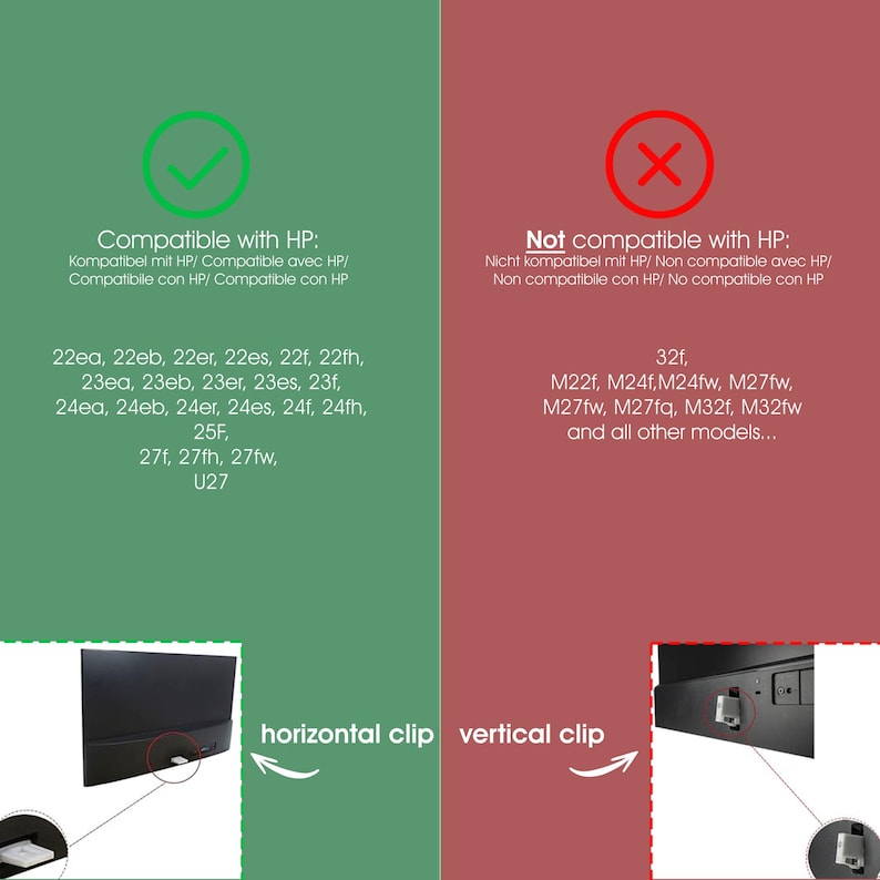 VESA Adapter für HP 22f, 22fw, 24f, 24fw, 27f, 27fw Monitor - 75x75mm ...