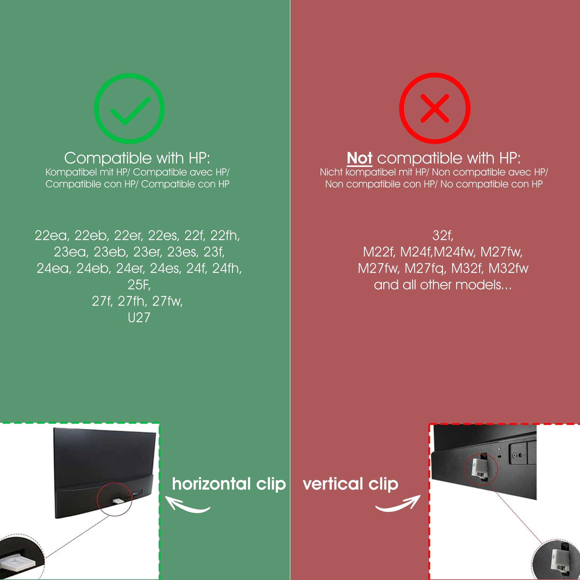 VESA Adapter für HP 22f, 22fw, 24f, 24fw, 27f, 27fw Monitor - 75x75mm ...
