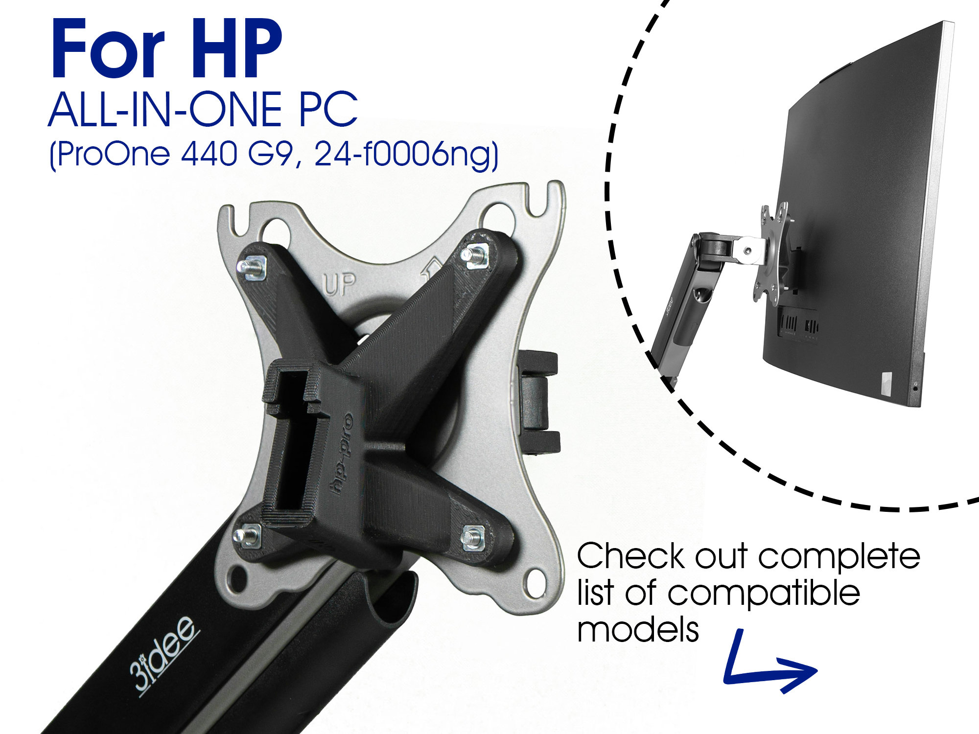 VESA Adapter for HP All-in-one PC Proone 440 G9, 24-f0006ng - 75x75mm ...