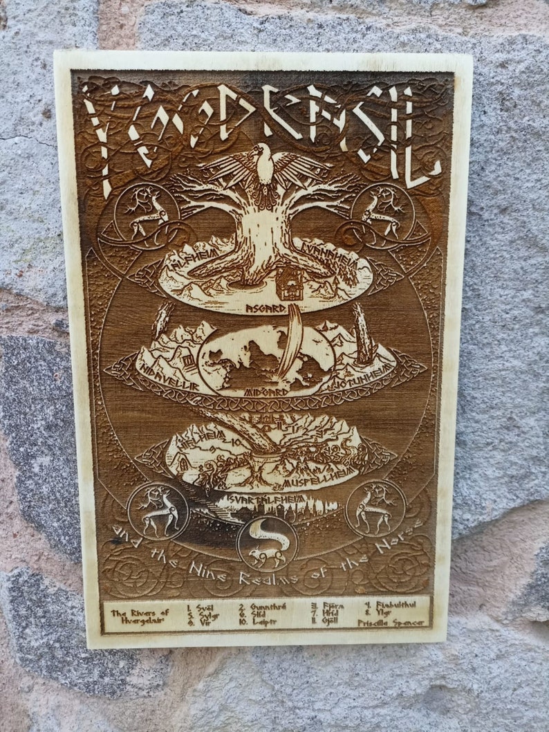 Wood Burned Yggdrasil Nine Worlds World Tree Norse Mythology - Etsy