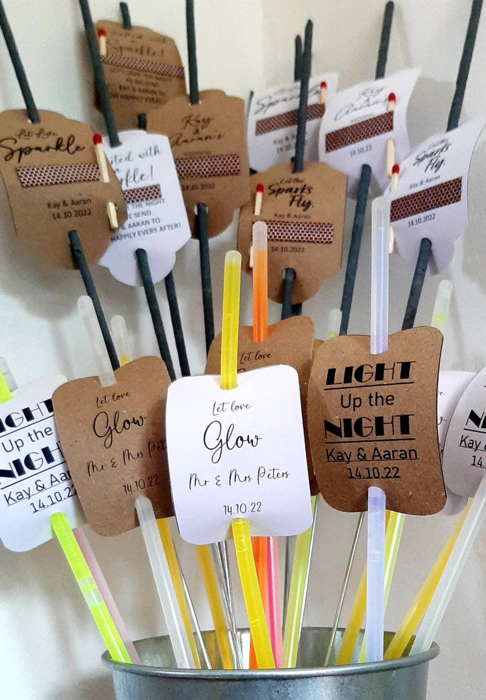 Glow Sticks Wedding Tags Glow Stick Tags Personalised Glow - Etsy