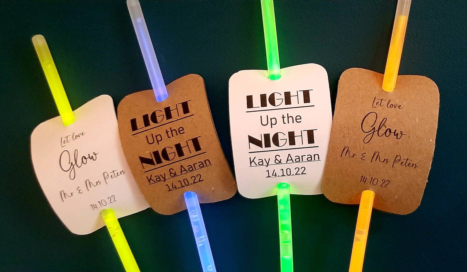 Glow Sticks Wedding Tags Glow Stick Tags Personalised Glow - Etsy UK