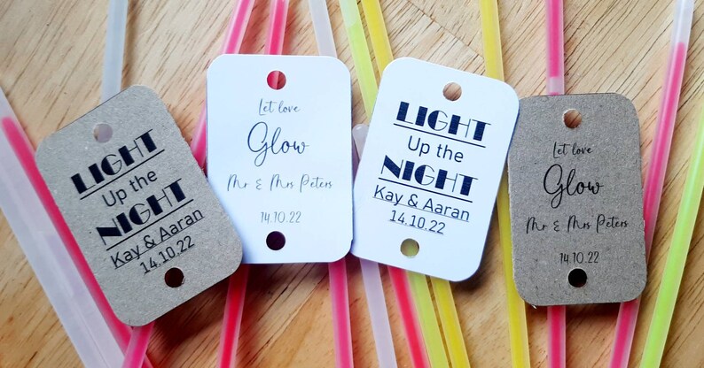 Glow Sticks Wedding Tags Glow Stick Tags Personalised Glow - Etsy