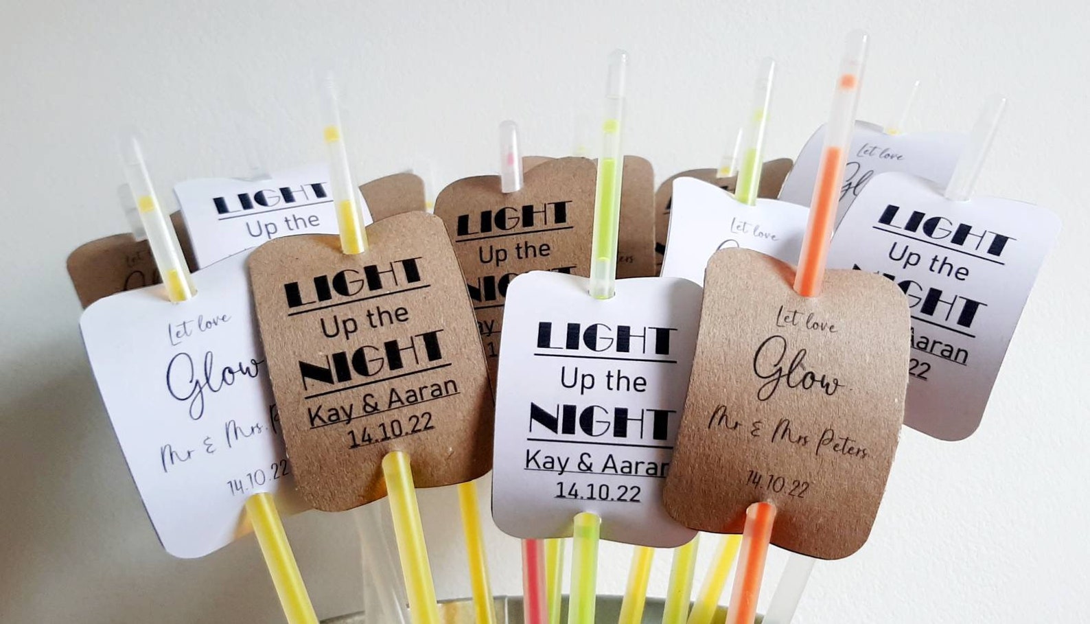 Glow Sticks Wedding Tags Glow Stick Tags Personalised Glow - Etsy