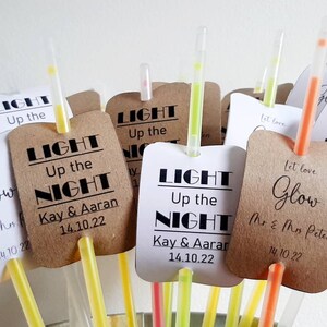 Glow Sticks Wedding Tags, Glow Stick Tags, Personalised Glow Sticks, Mr ...
