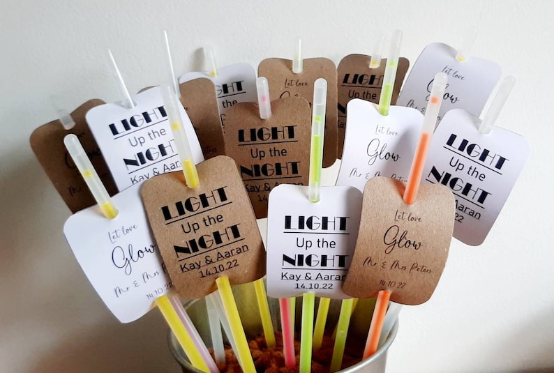 Glow Sticks Wedding Tags Glow Stick Tags Personalised Glow - Etsy