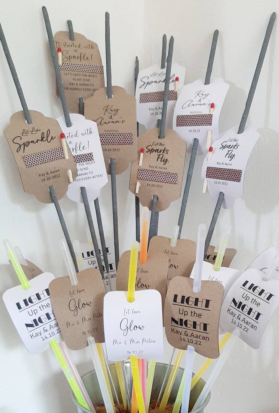 Glow Sticks Wedding Tags Glow Stick Tags Personalised Glow - Etsy UK