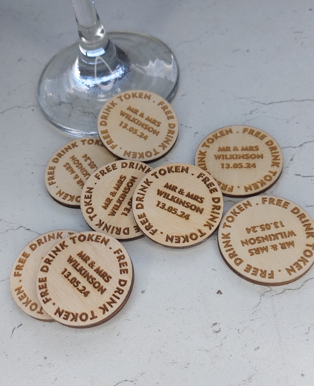 Drink Tokens for Wedding & Parties, Personalised Drinks Voucher and ...
