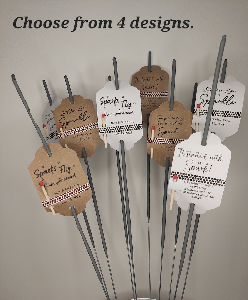 Personalized Wedding Sparkler Tags With Match Strip - Etsy