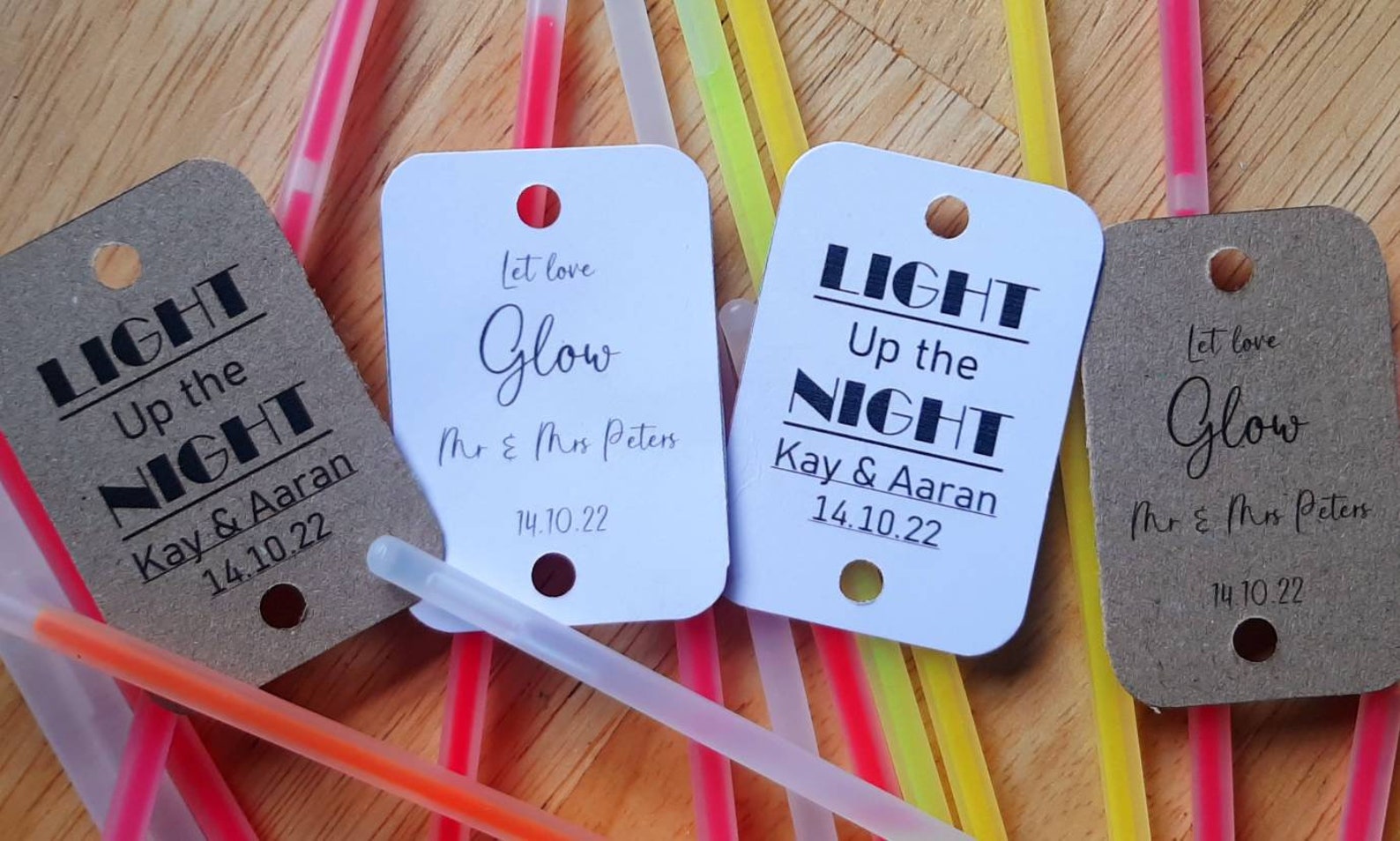 Glow Sticks Wedding Tags Glow Stick Tags Personalised Glow - Etsy