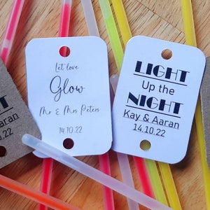 Glow Sticks Wedding Tags Glow Stick Tags Personalised Glow - Etsy UK