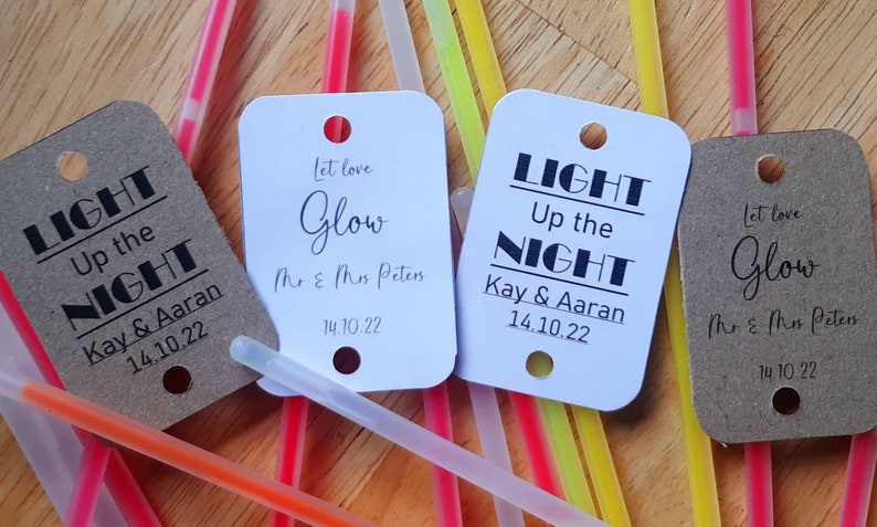 Glow Sticks Wedding Tags Glow Stick Tags Personalised Glow - Etsy