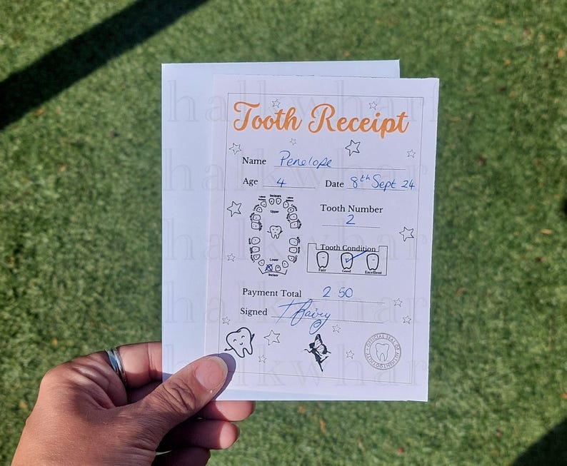Tooth Fairy Receipt: Lost Tooth Record Keepsake (pack of 20) - Etsy