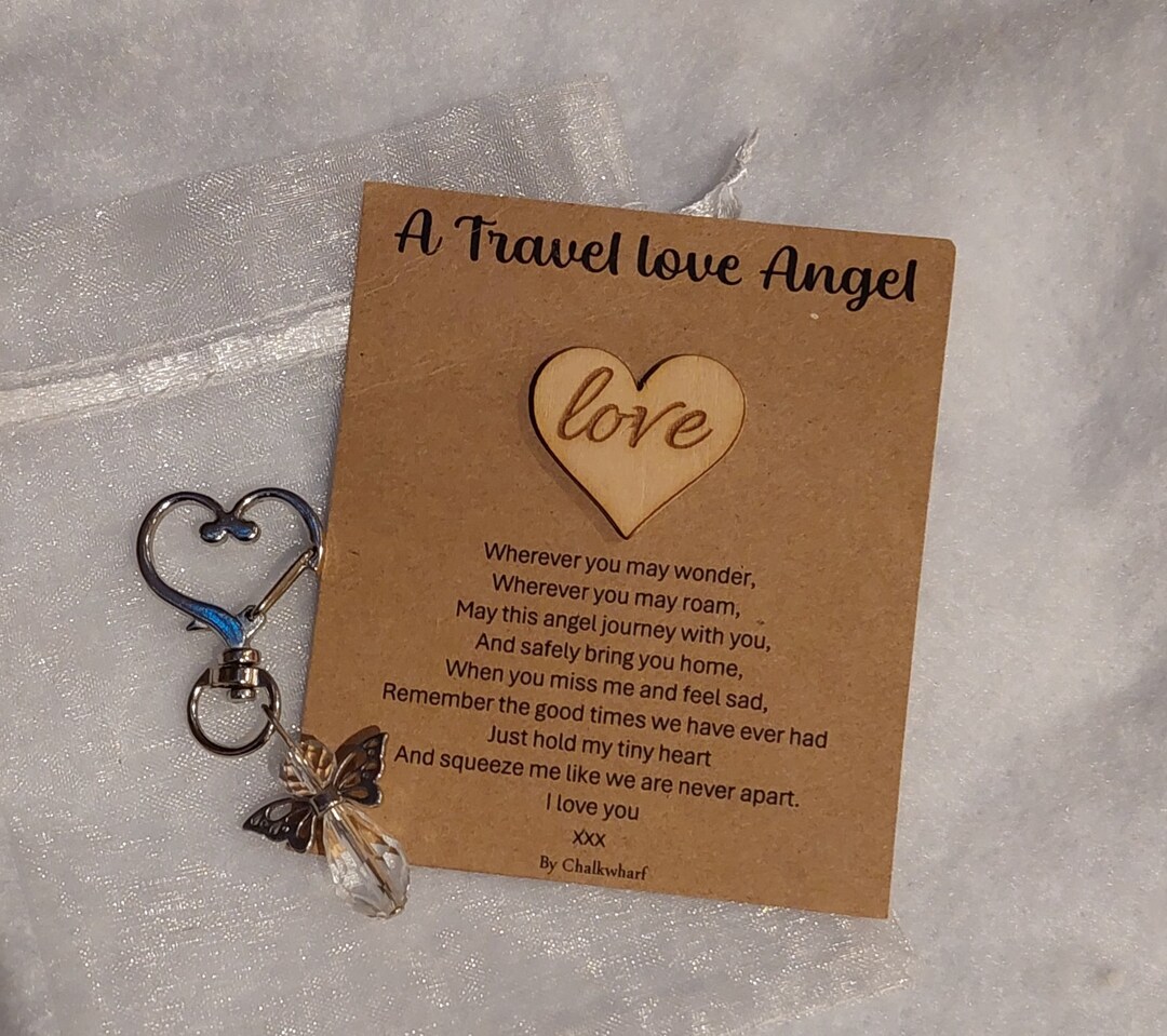 Travel Angel Keyring Gift: Wooden Love Token, Pocket Charm - Etsy