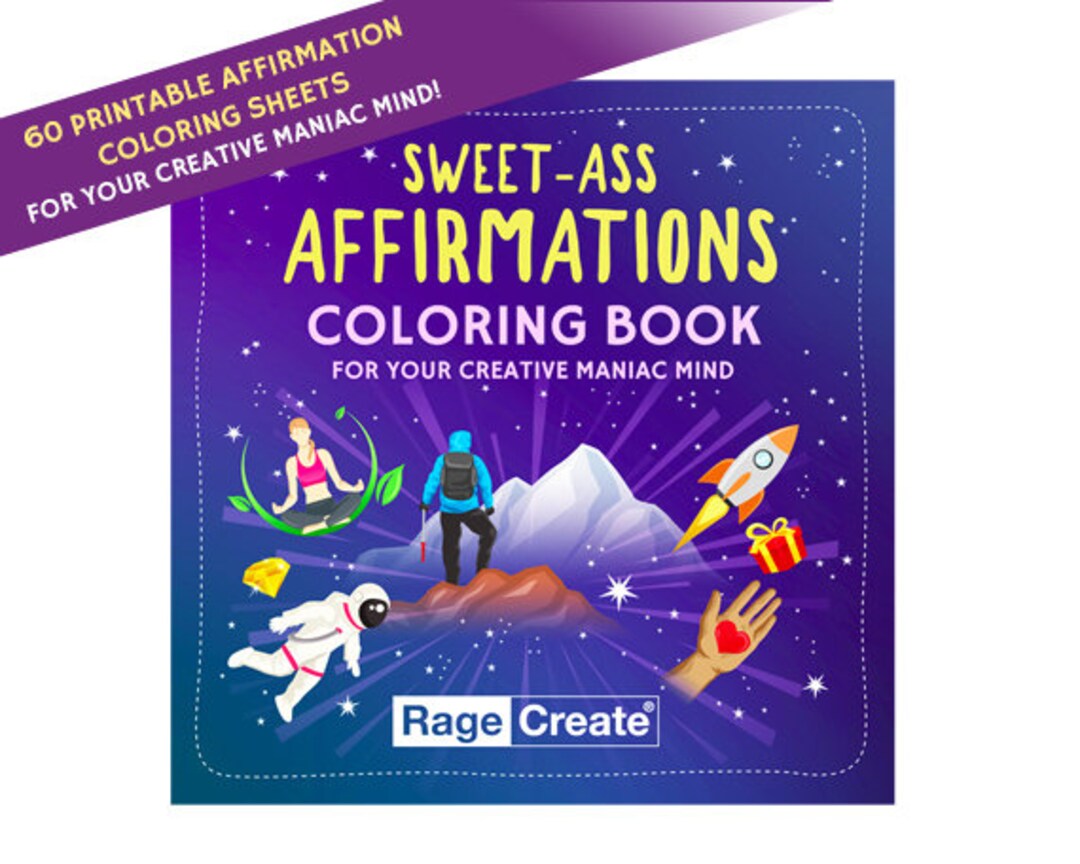 Sweet-ass Affirmations Digital Coloring Book, 60 Funny Inspiring ...
