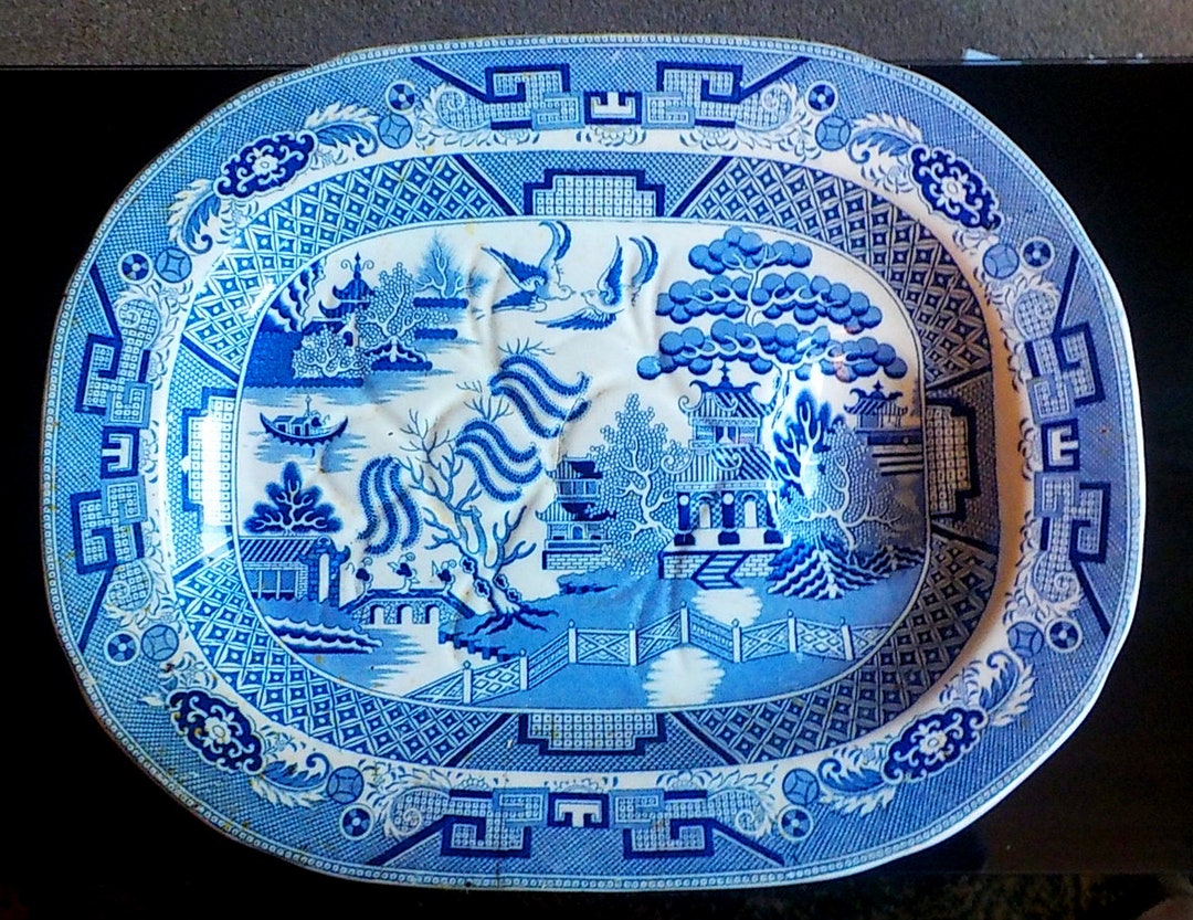 Extra Large Platter Staffordshire Willow Pattern Vintage - Etsy