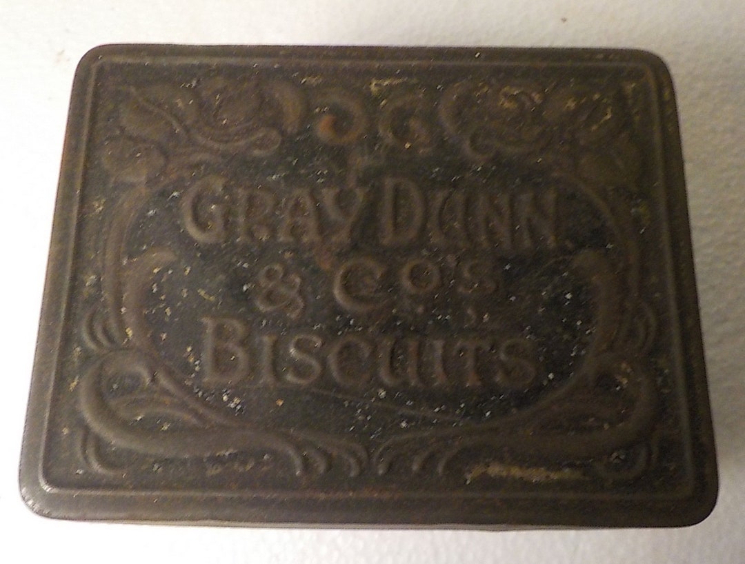 Vintage Gray Dunn & Co's Biscuit Tin - Etsy